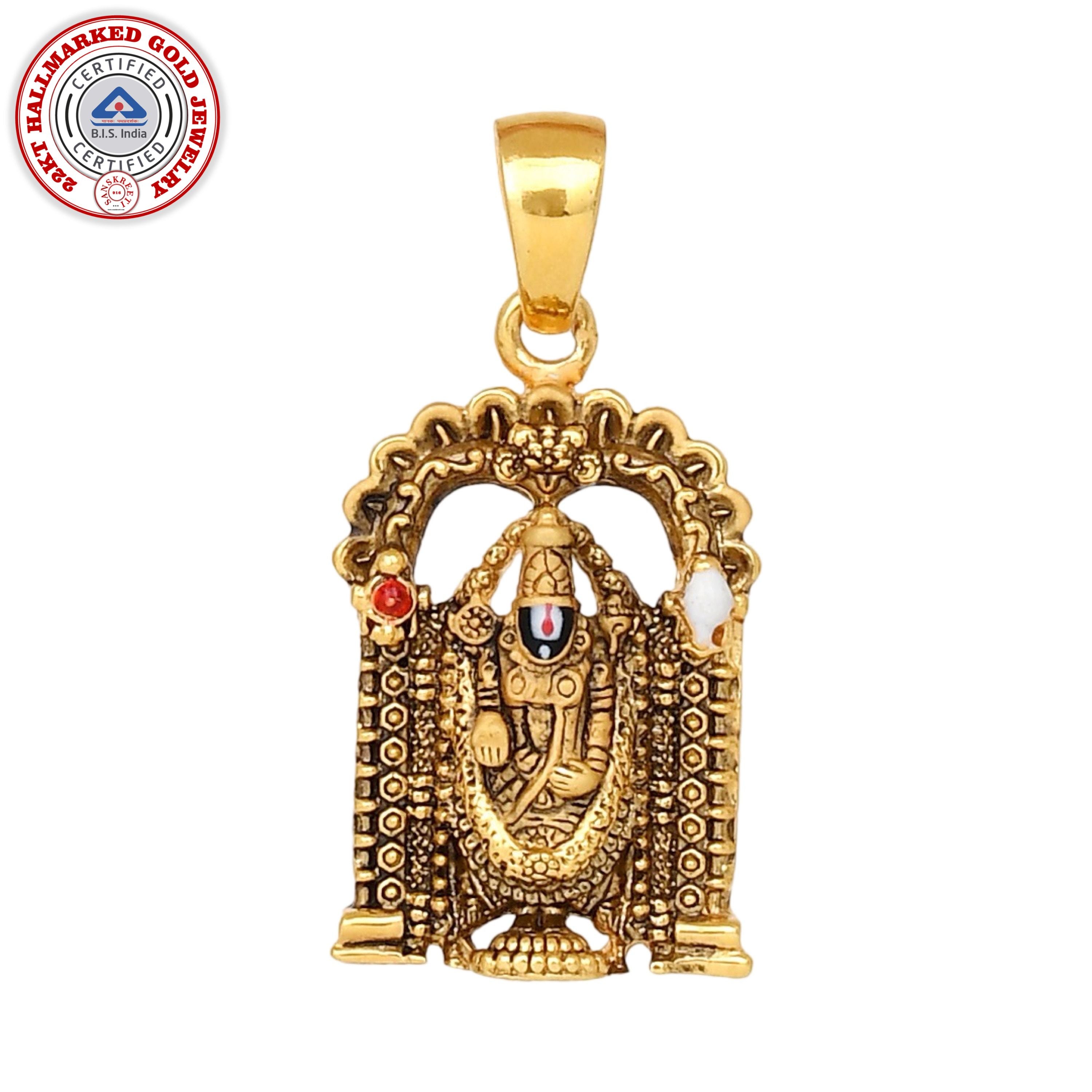 916 Gold Twenty Two Karat (22Kt) Hallmarked Balaji Pendant - Style#01