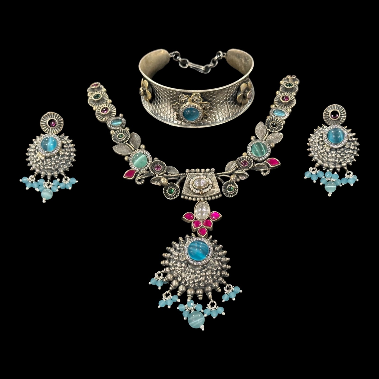 925 Sterling Silver Designer Necklace Set - Design#10