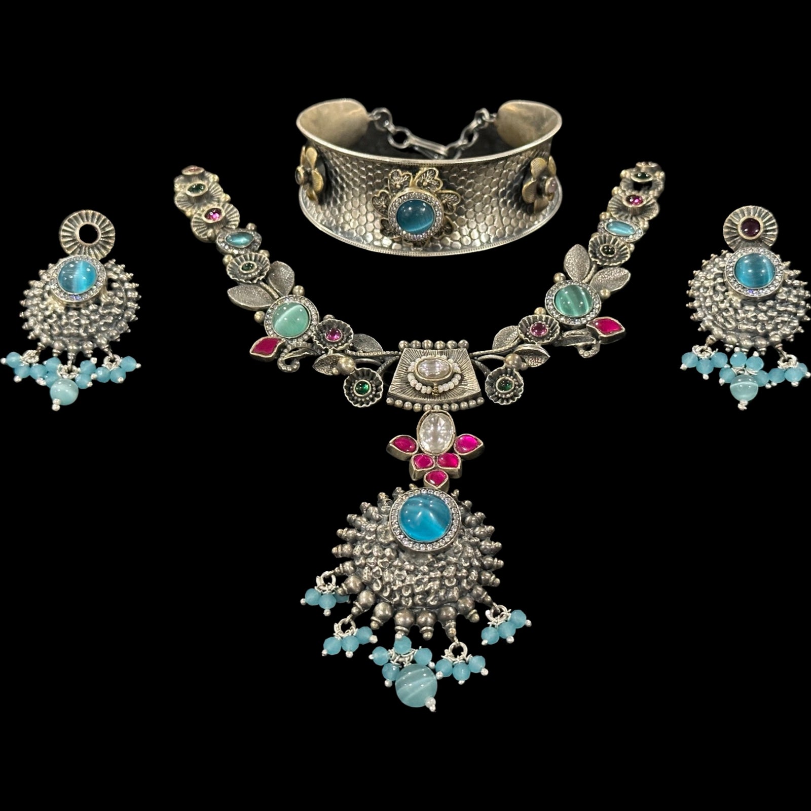 925 Sterling Silver Designer Necklace Set - Design#10