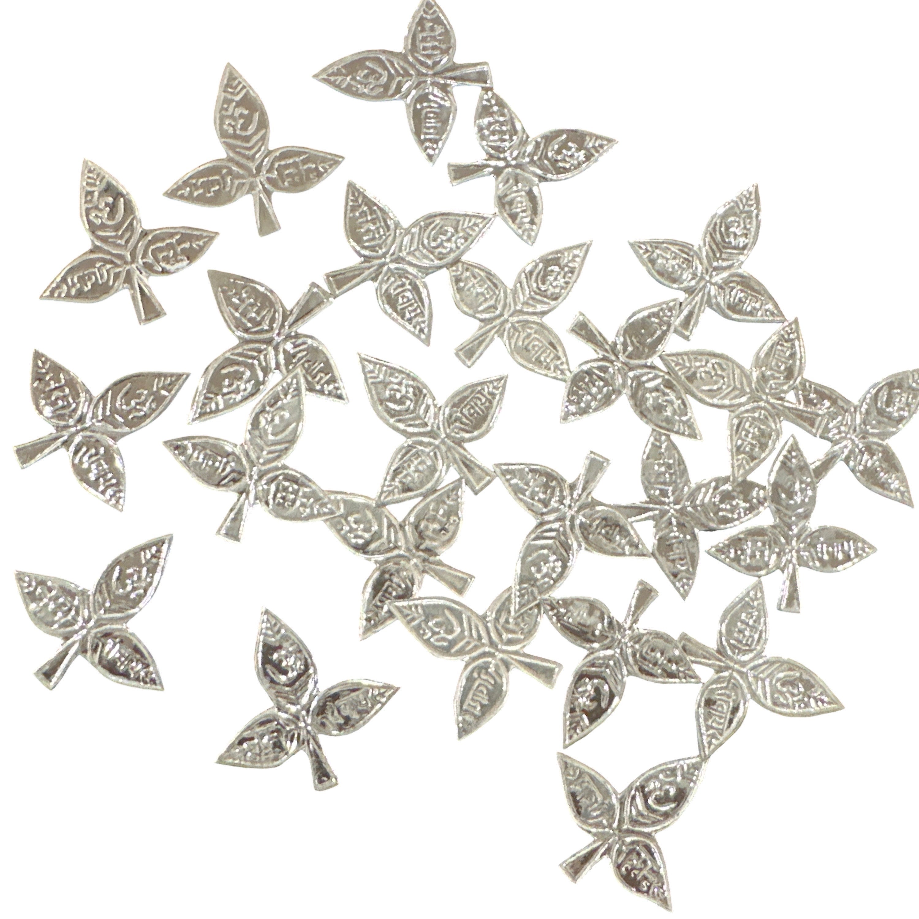 750 Silver Religious 1.5-inch Bel Patra / Bilva Leaves Set (Pack of 54