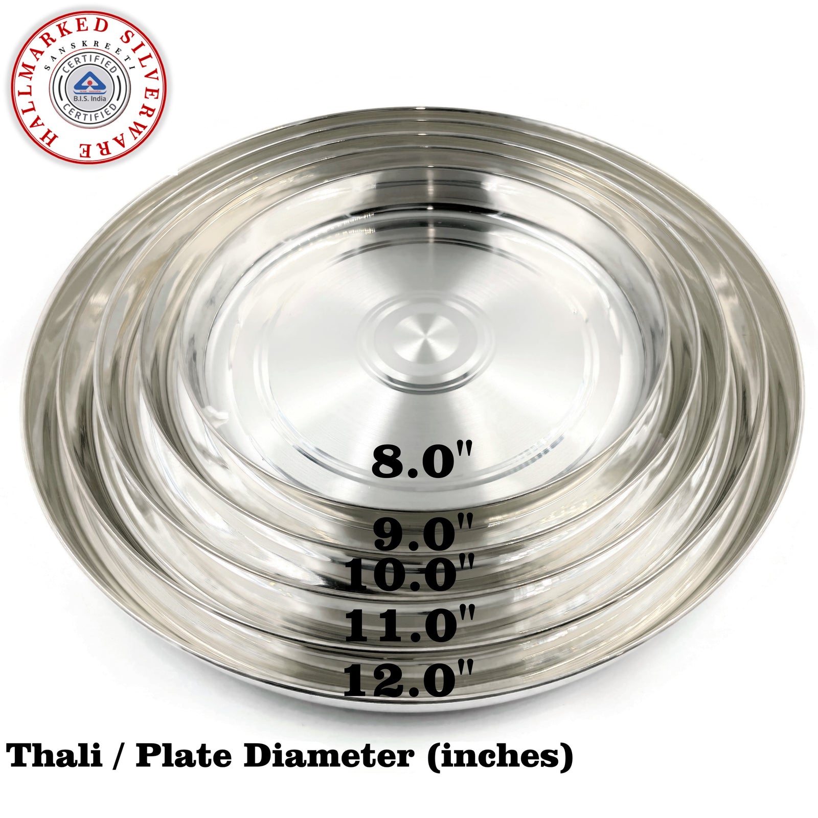 999 Pure Silver Hallmarked Light Weight Indian Dinner Thali - Style#03