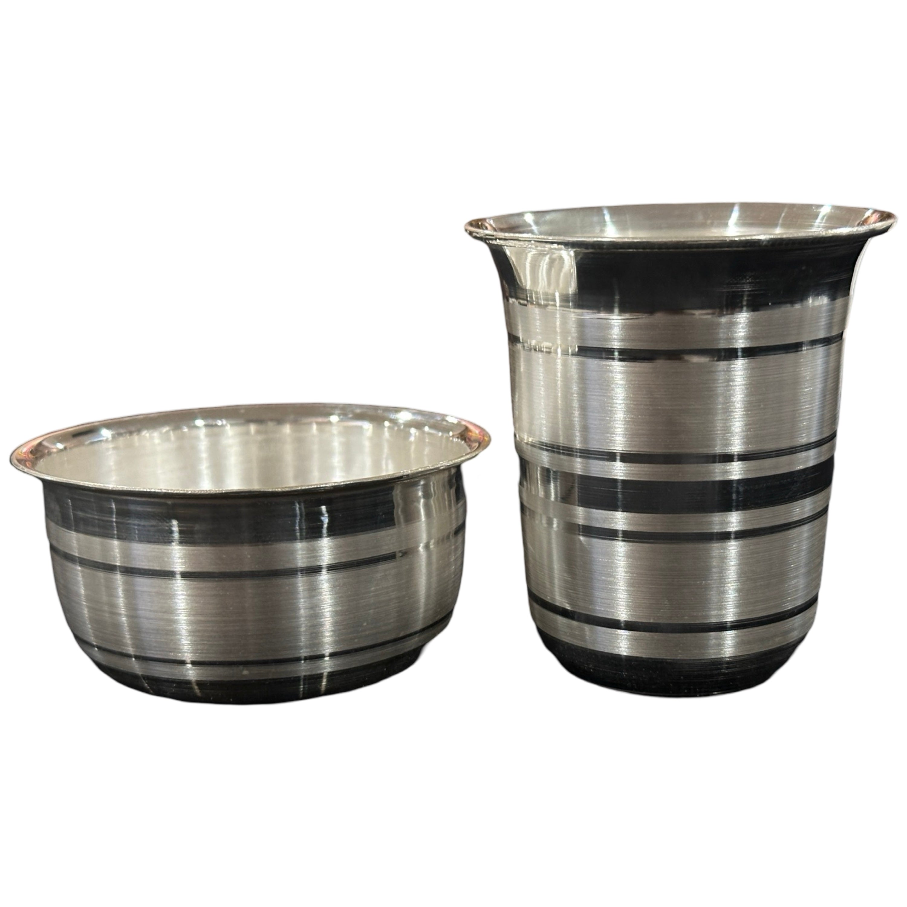 999 Pure Silver Hallmarked 150ml Glass & 100ml Bowl Set- 3.0-inch Set#