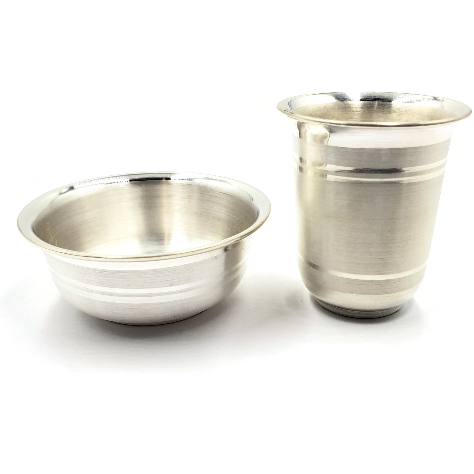 925 Sterling Silver 40ml Glass & 25ml Bowl - 2.0-inch Set#03