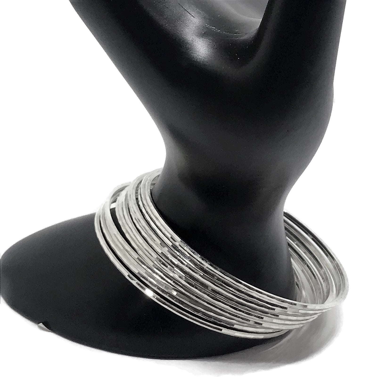 925 Sterling Silver Bangle Bracelet - Set of Thirteen Style#04