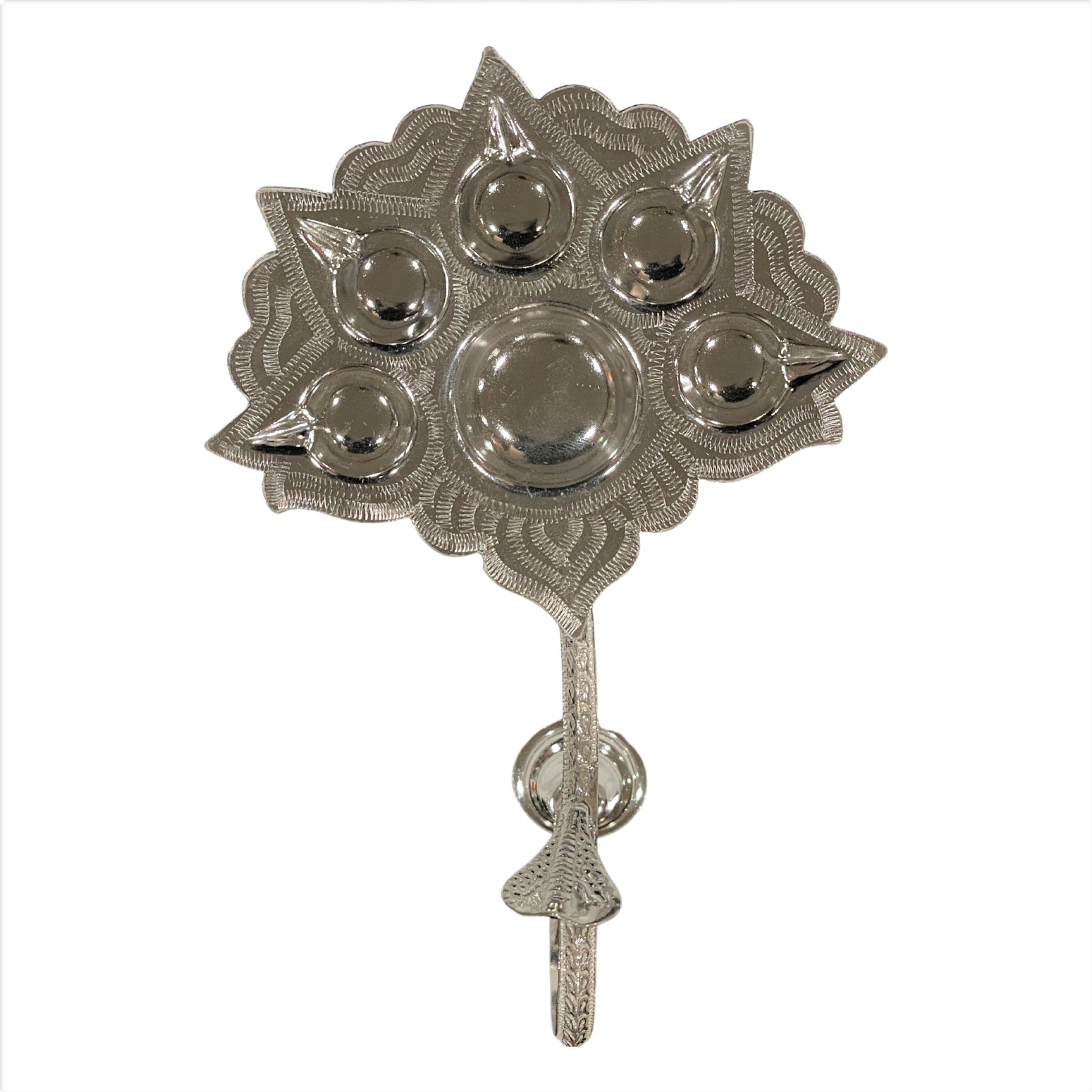 925 Sterling Silver Hallmarked Pancha Aarti / Harathi stand- Style#03