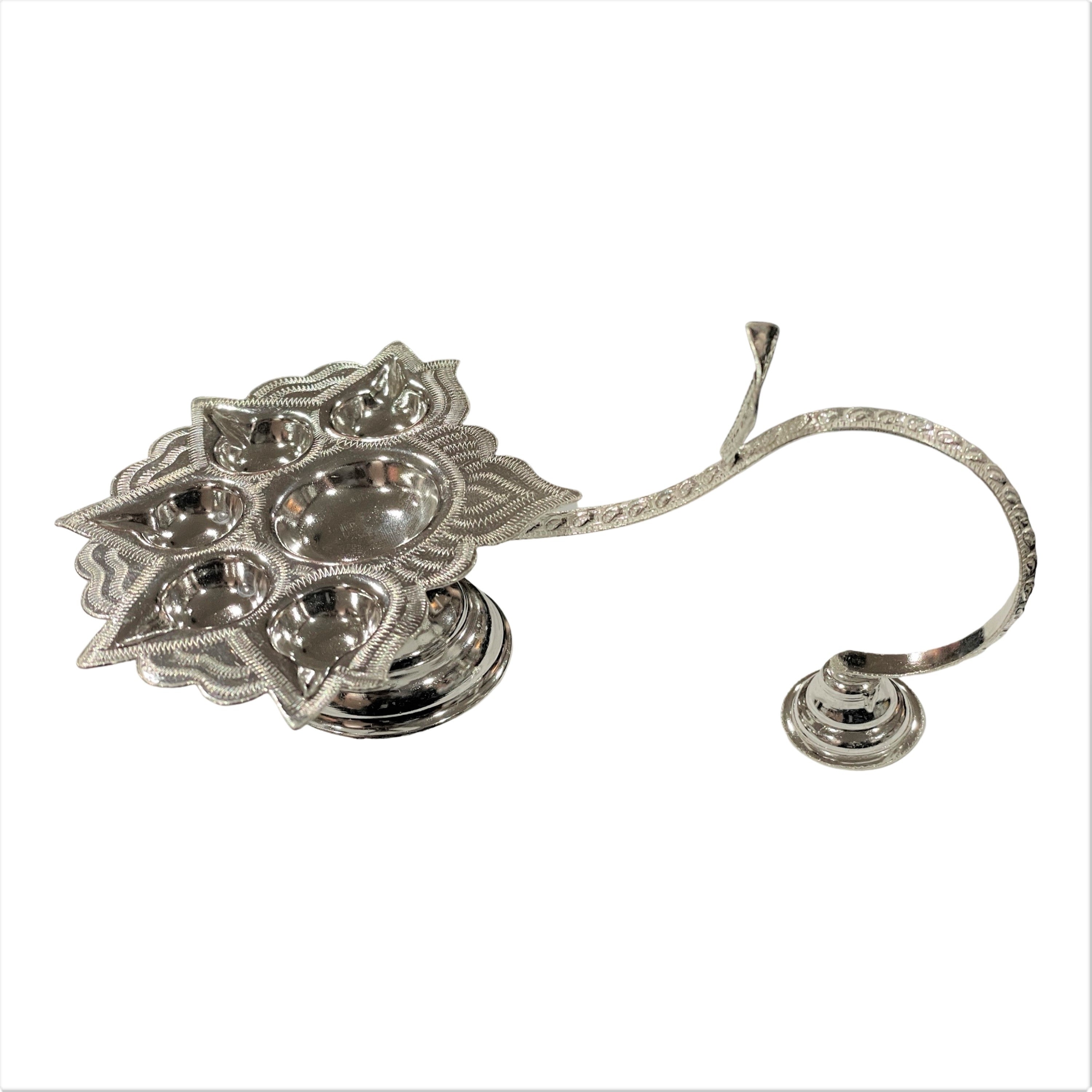 925 Sterling Silver Hallmarked Pancha Aarti / Harathi stand- Style#03