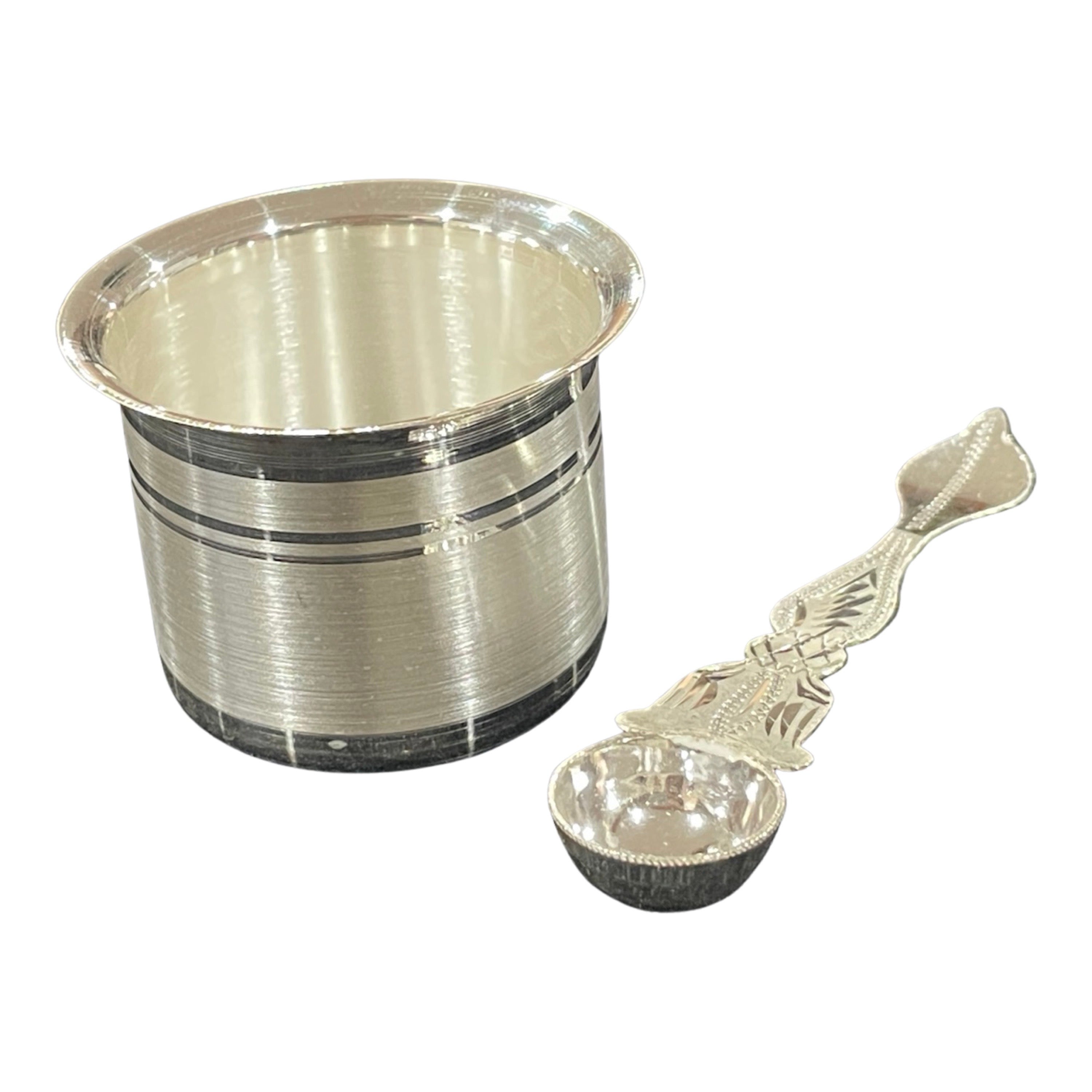 999 Pure Silver Hallmarked 80ml Capacity Holy Puja PanchPatra with Ach