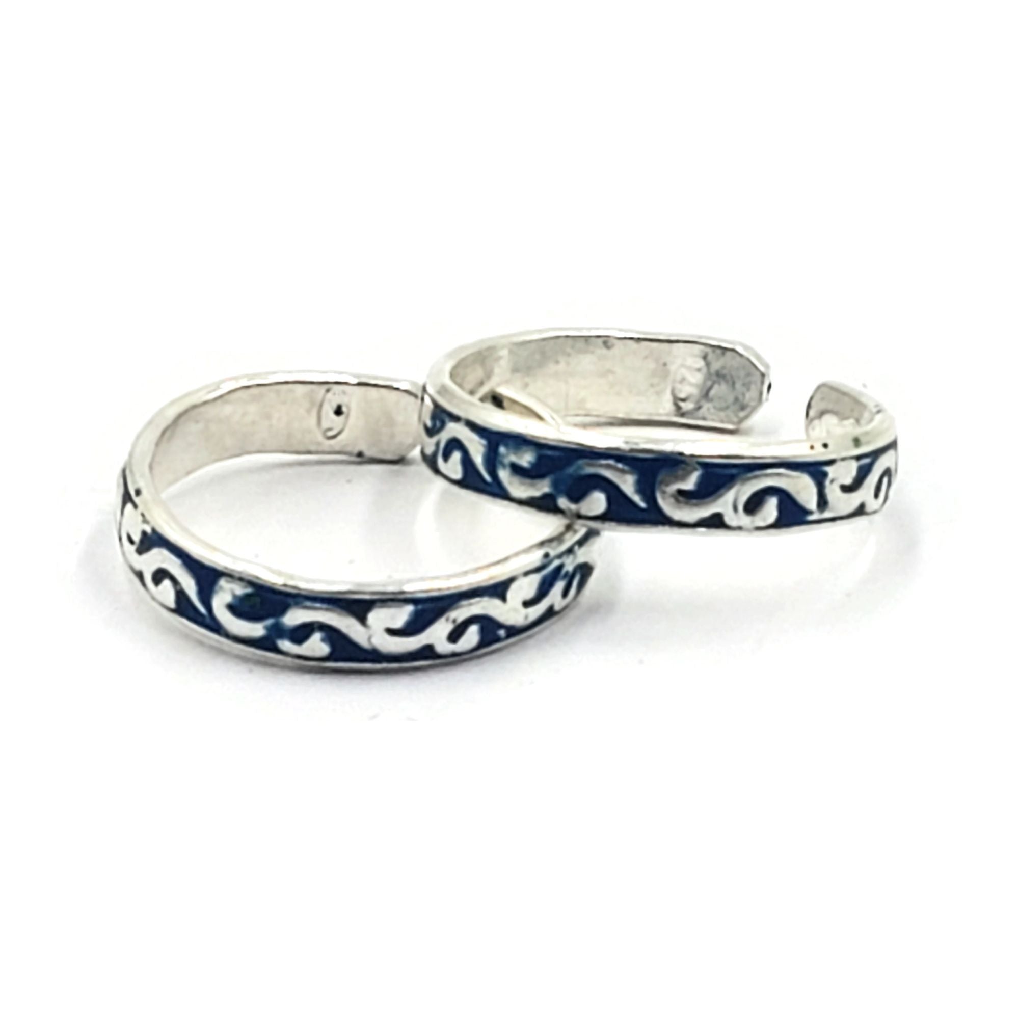 925 Sterling Silver Multicolor Toe-rings - Design #21