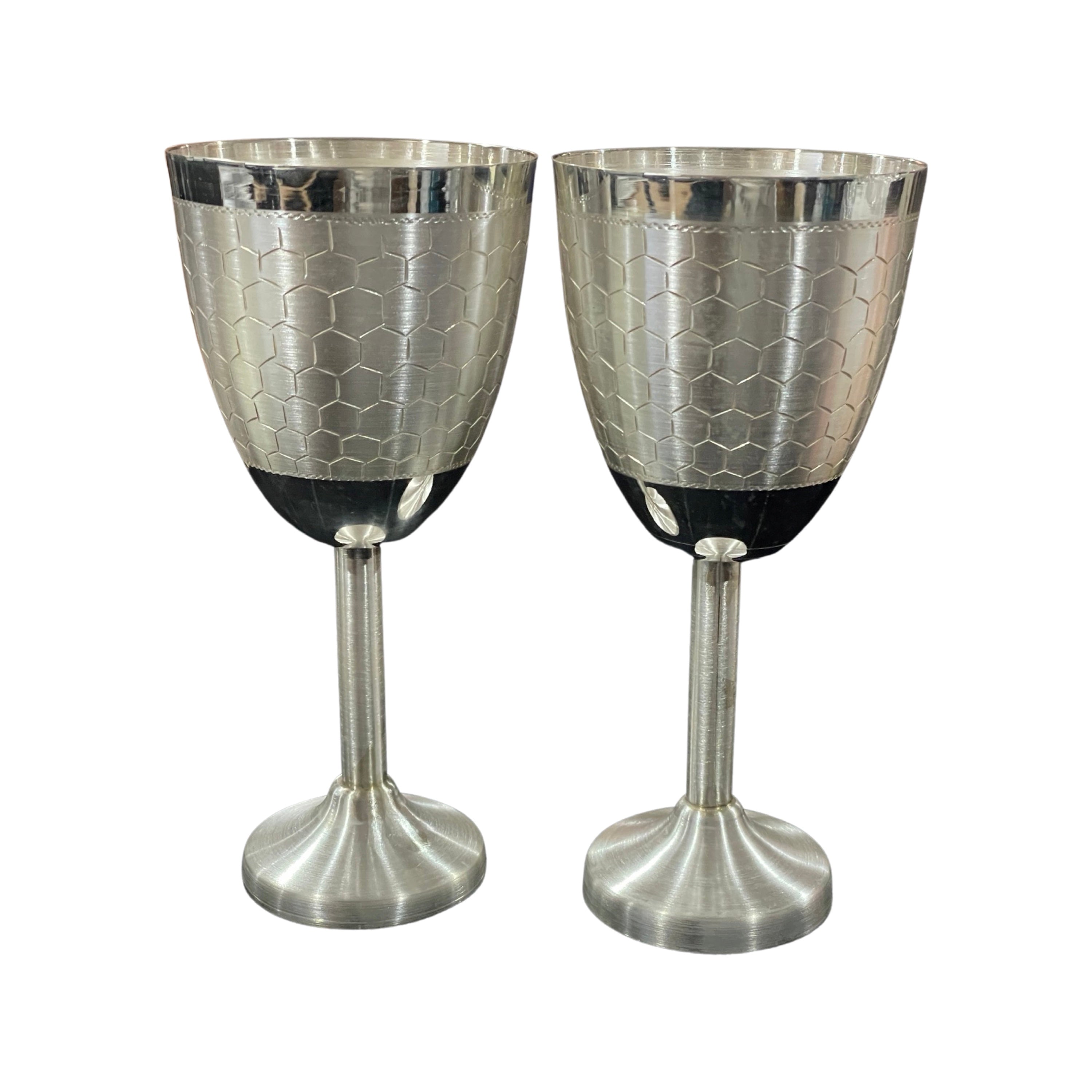 999 Pure Silver Hallmarked Designer Wine Glass Set - Style#01